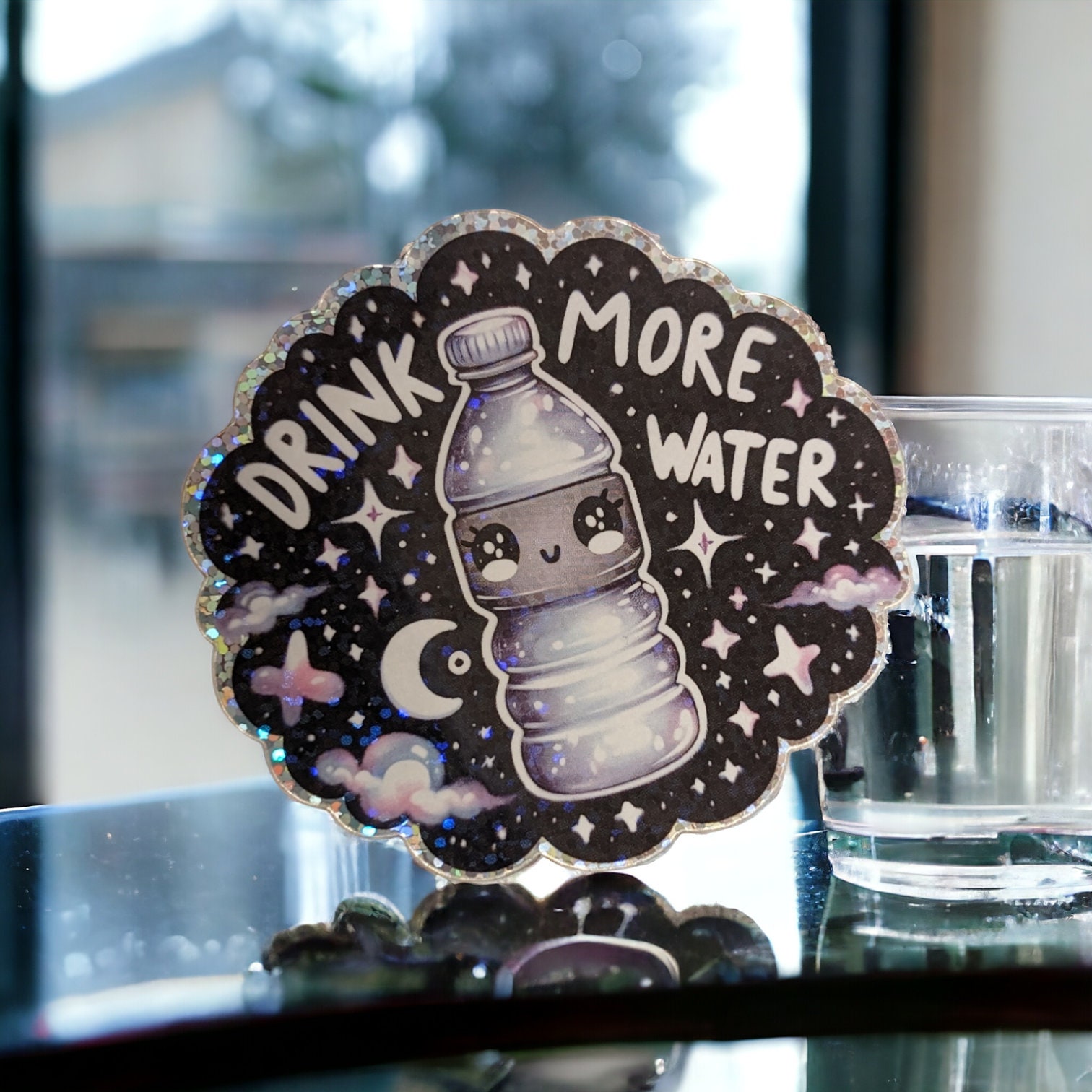 Drink More Water Sticker Reminder for Tumbler Glitter Die Cut Sticker ...