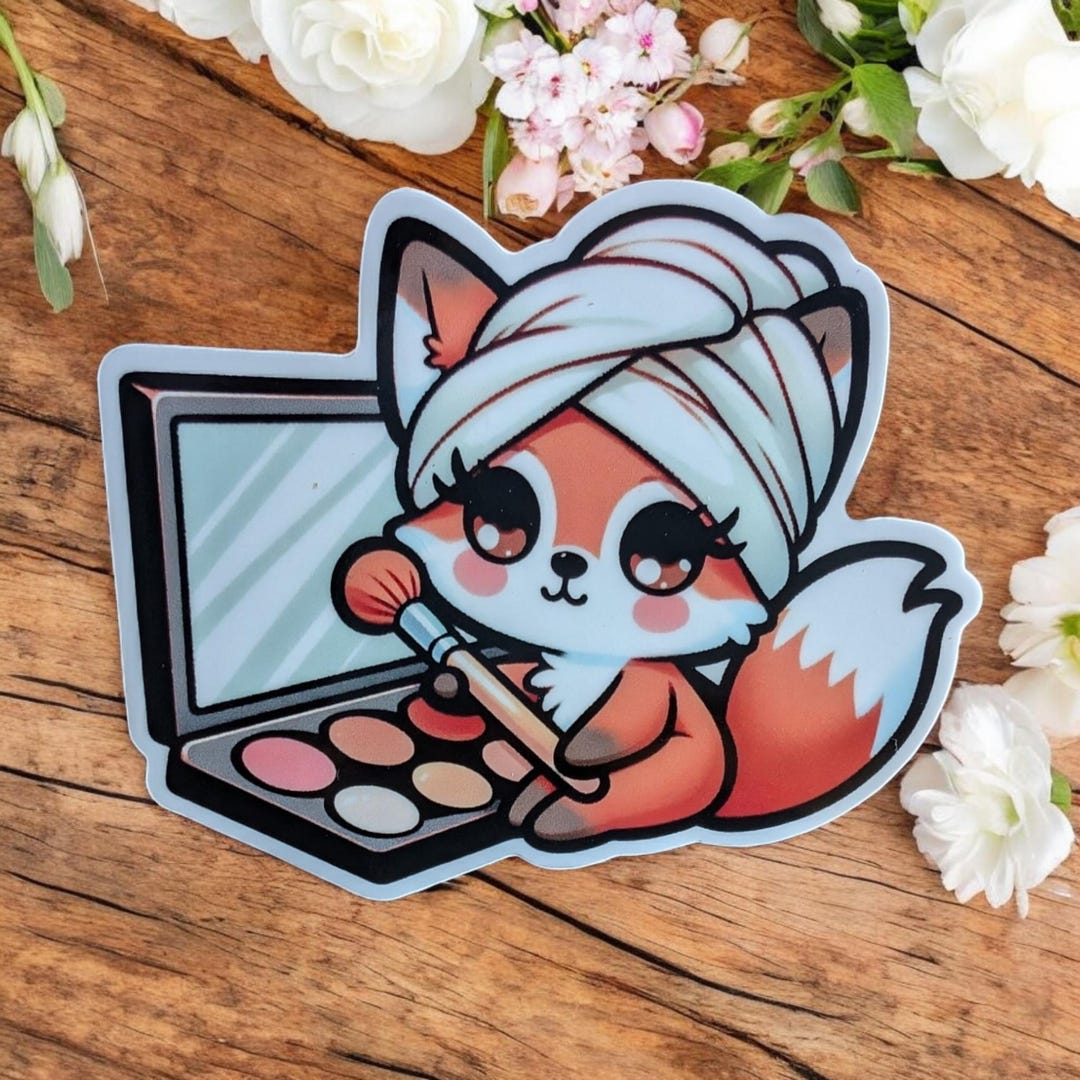 Cute Fox Sticker - Cute Girly Beautician Sticker Design - Makeup Artist ...