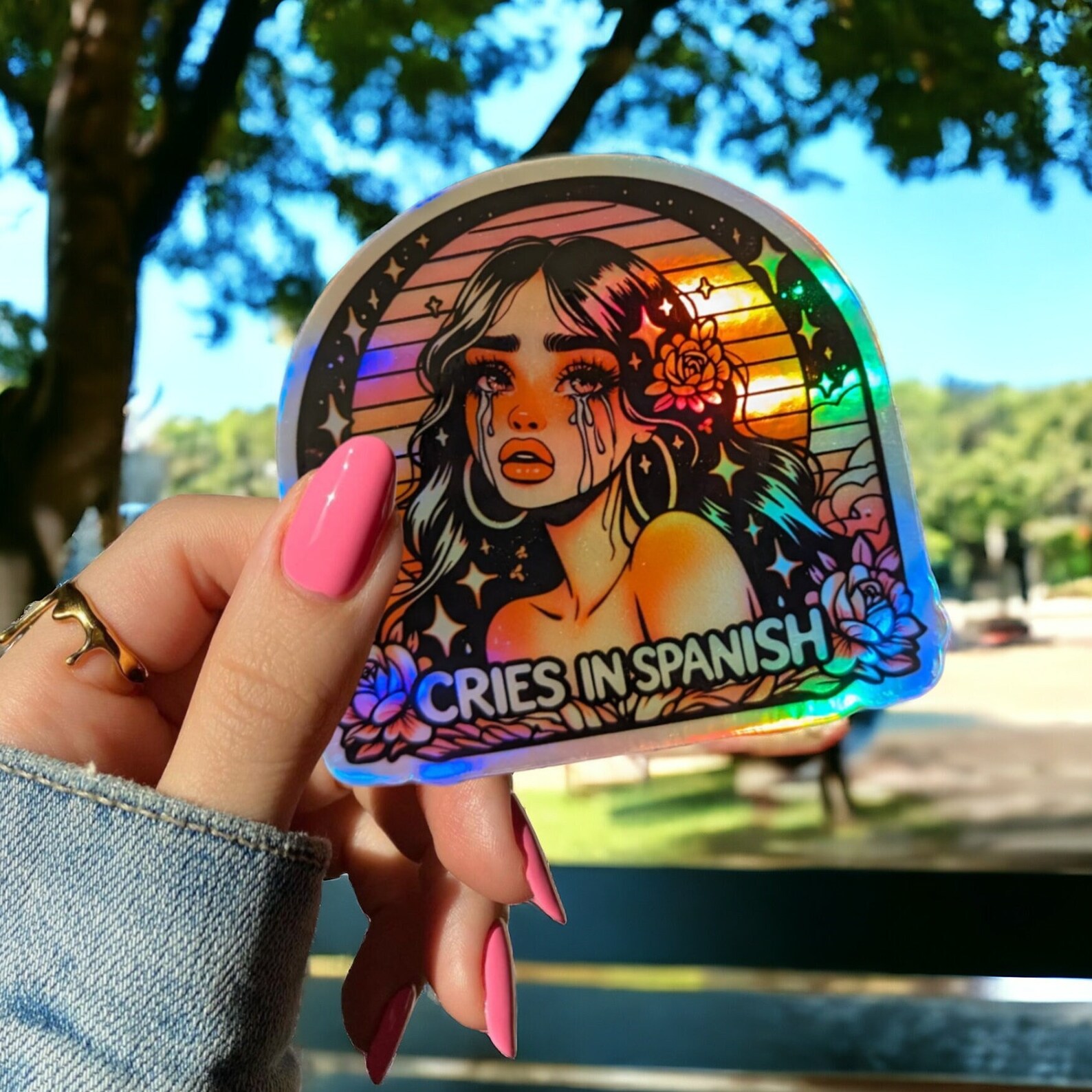 Holographic Waterproof Dramatic Latina Holographic Sticker - Emotional ...