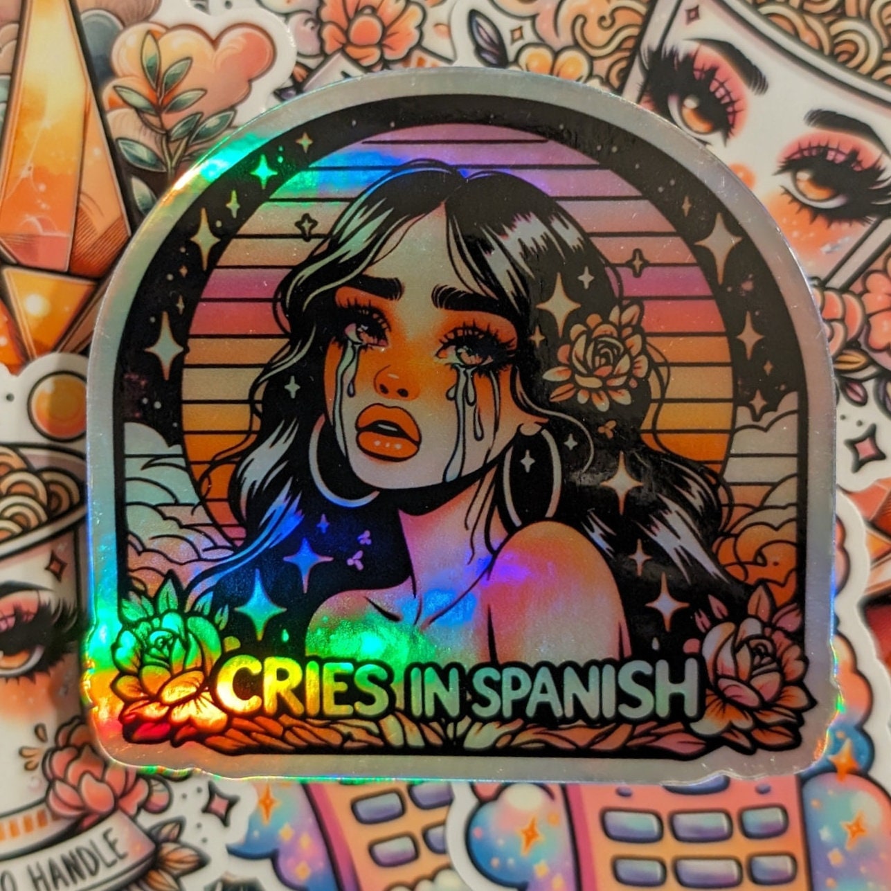 Holographic Waterproof Dramatic Latina Holographic Sticker - Emotional ...