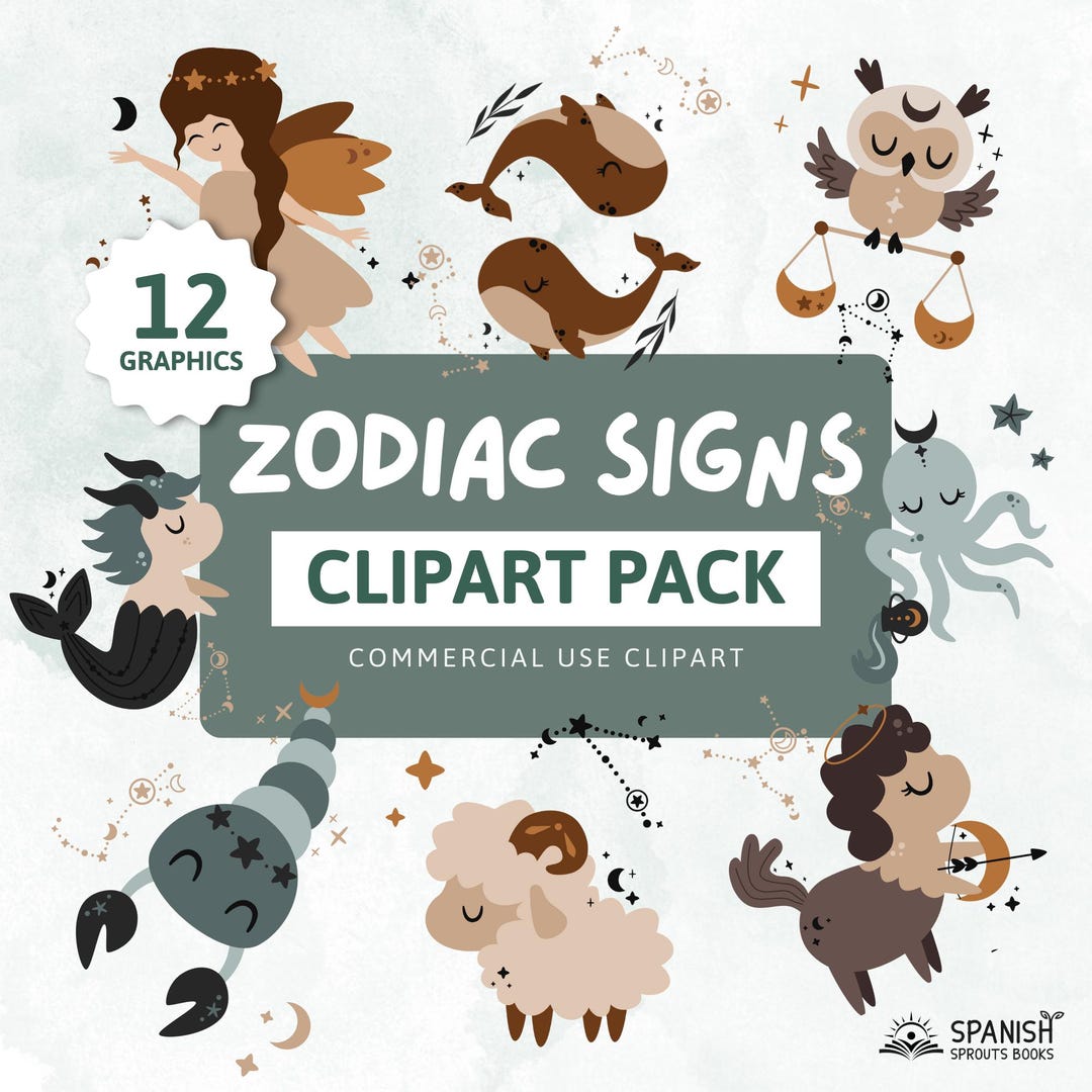 Zodiac PNG Bundle | 12 High-res Astrology Digital Art | Transparent ...