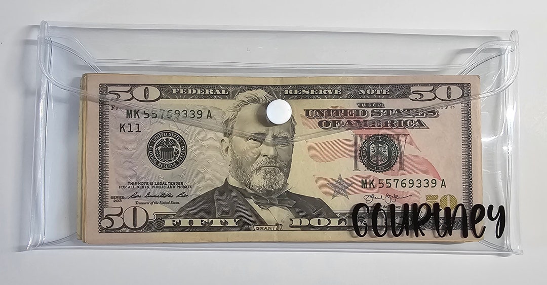 Personalized Clear Money Pouch With White Snap//bank Withdrawal ...