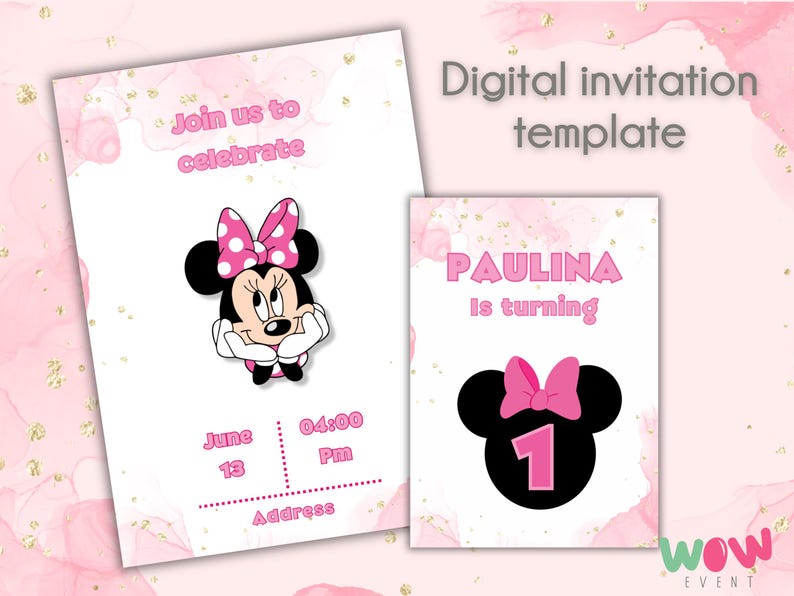 Minnie Mouse Digital Invitation - Etsy