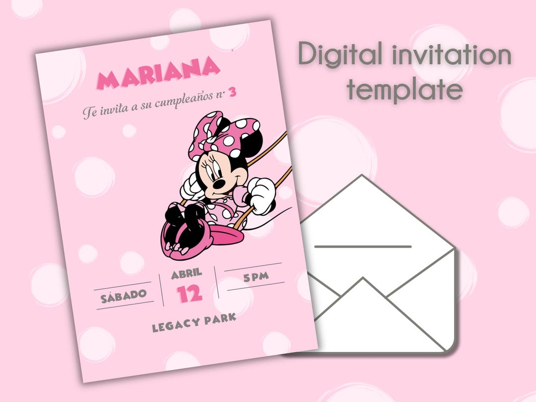 Minnie Mouse Digital Invitation - Etsy