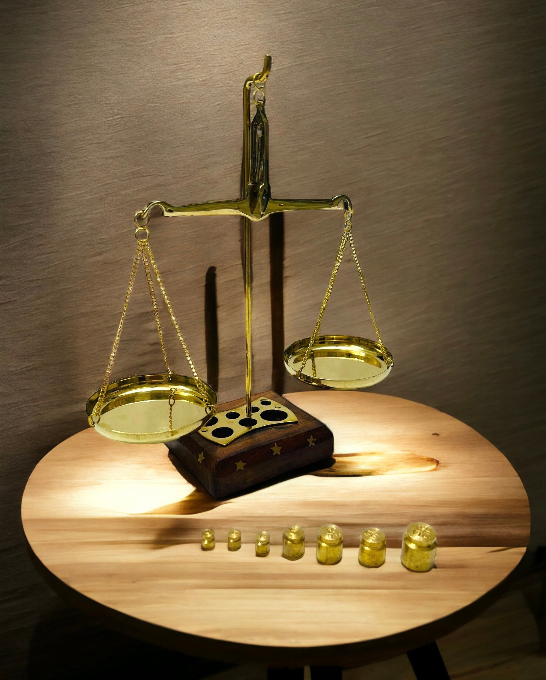 Brass & Wood Weighing Balance Scale: Collectible Nautical Decor - Etsy