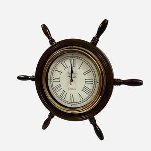 Nautical Wooden Ship Wheel Wall Clock - Maritime Home Decor (18'') - Etsy