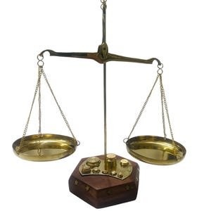 Brass Balance Scale With Wooden Base – Jewelry Weight, Justice Law ...