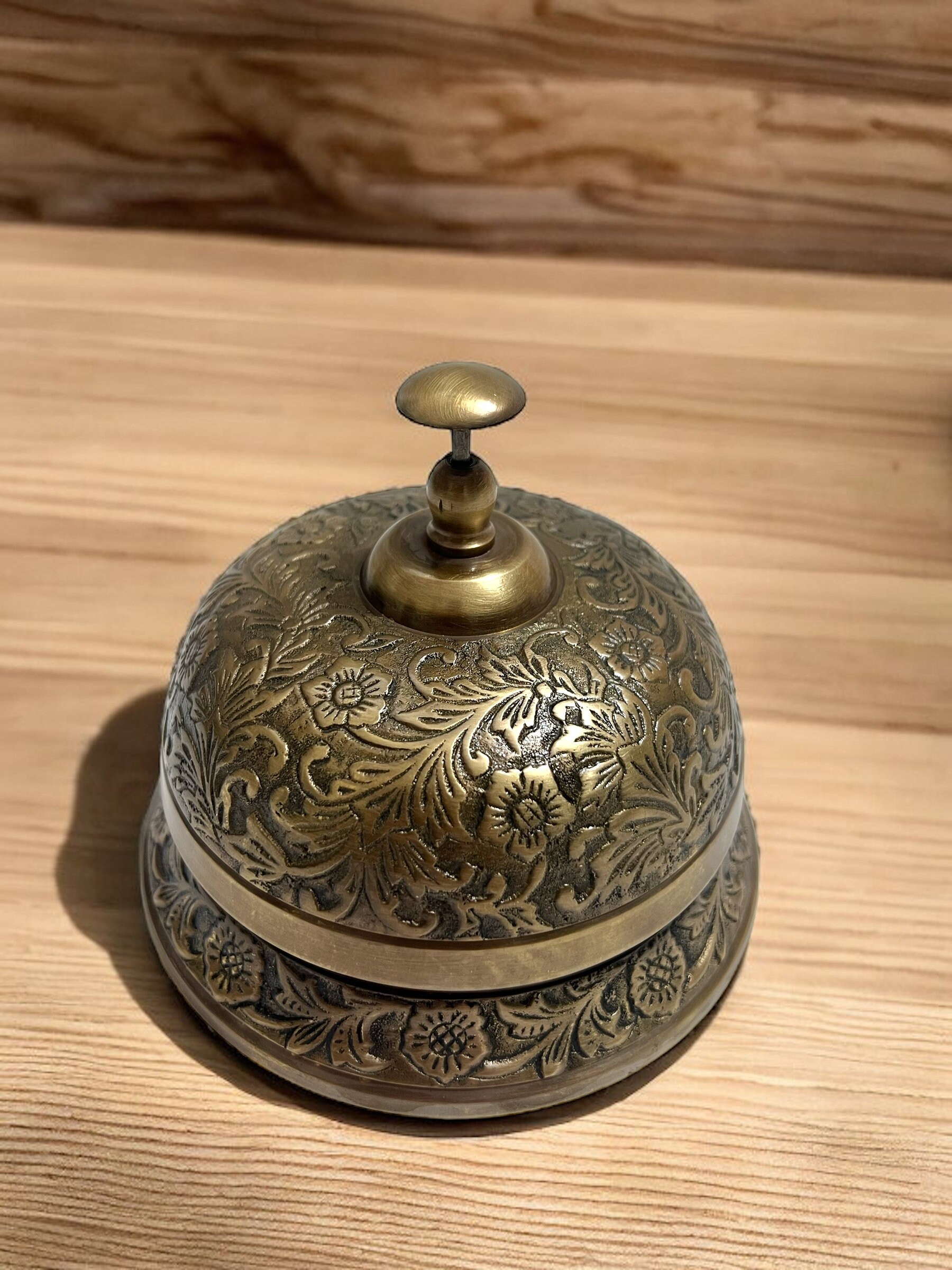 Nautical Brass Desk Bell, Ornate Calling Bell, Heavy Bell, Round Bell ...