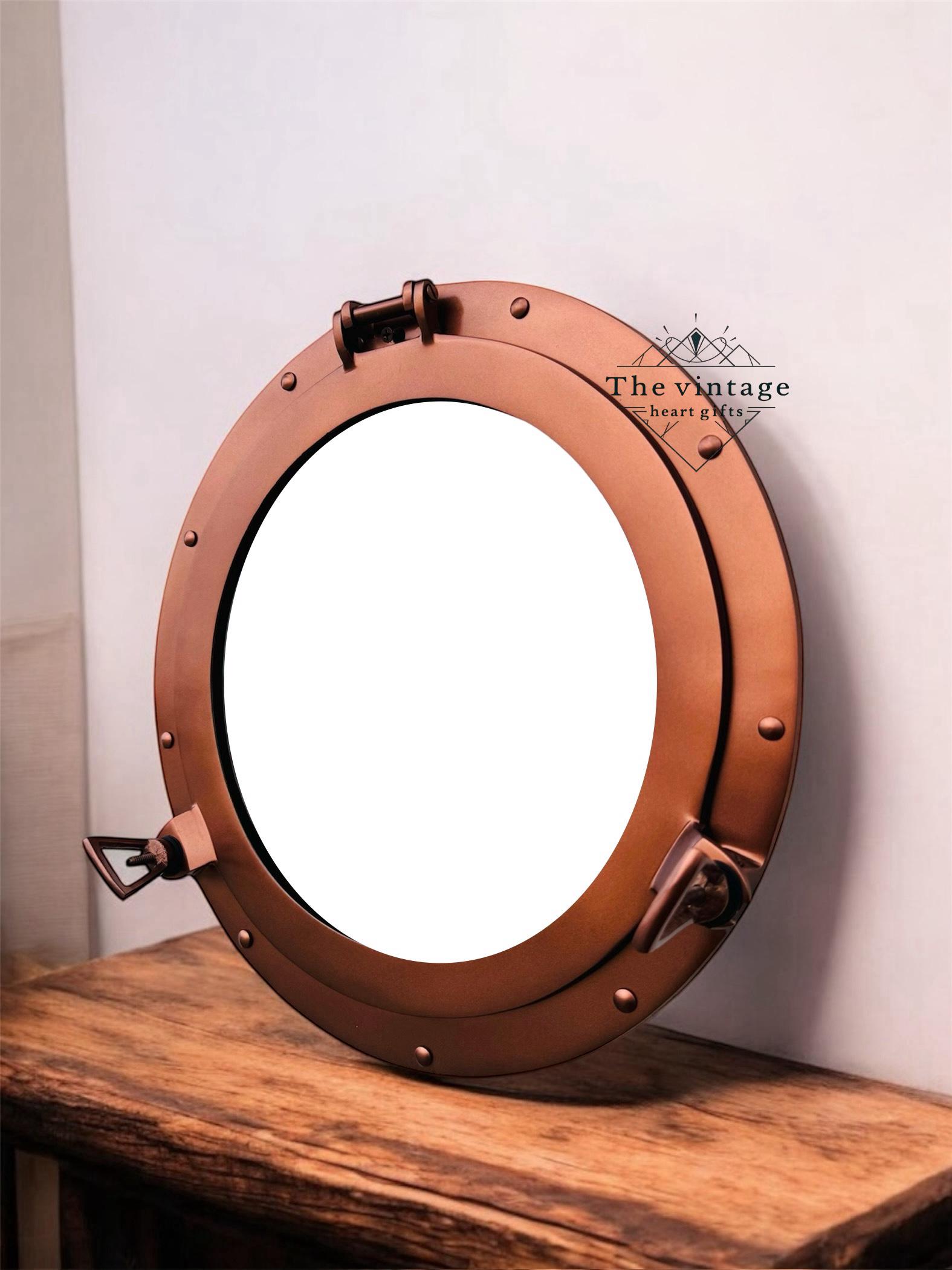 Nautical Copper Porthole Mirror | Coastal Home Wall Decor | Steampunk ...
