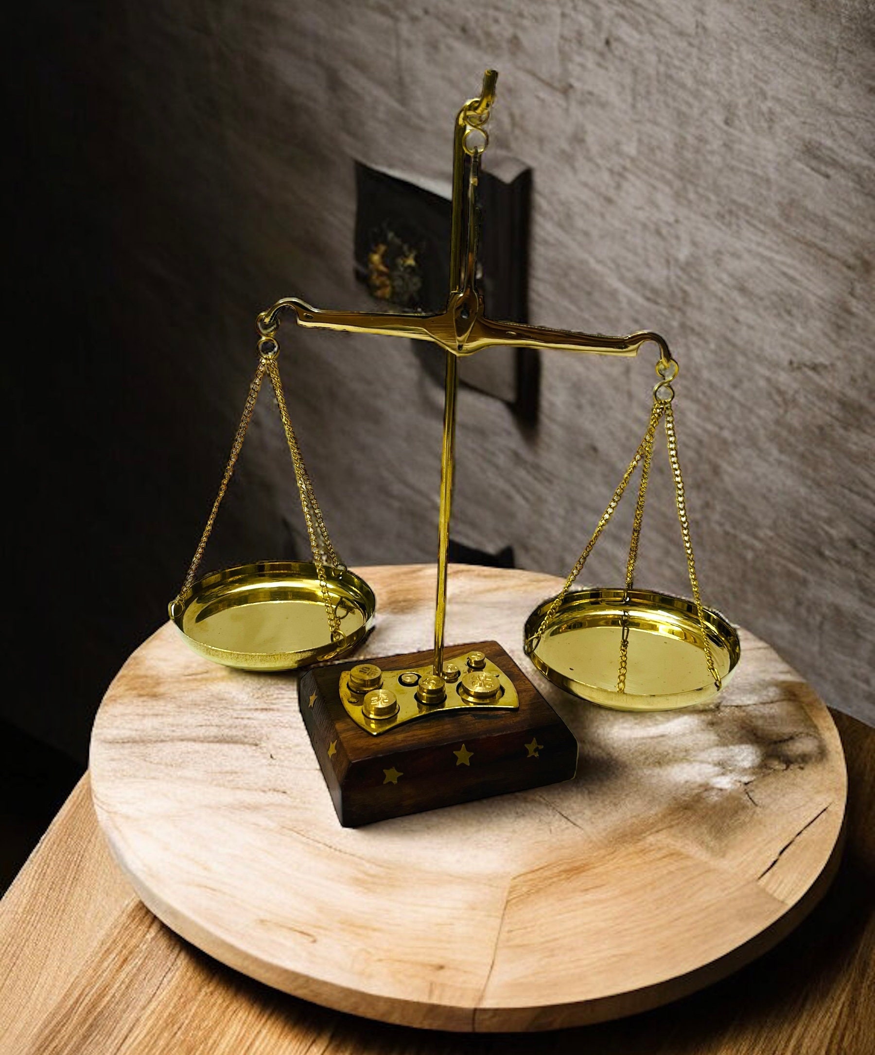 Brass & Wood Weighing Balance Scale: Collectible Nautical Decor - Etsy