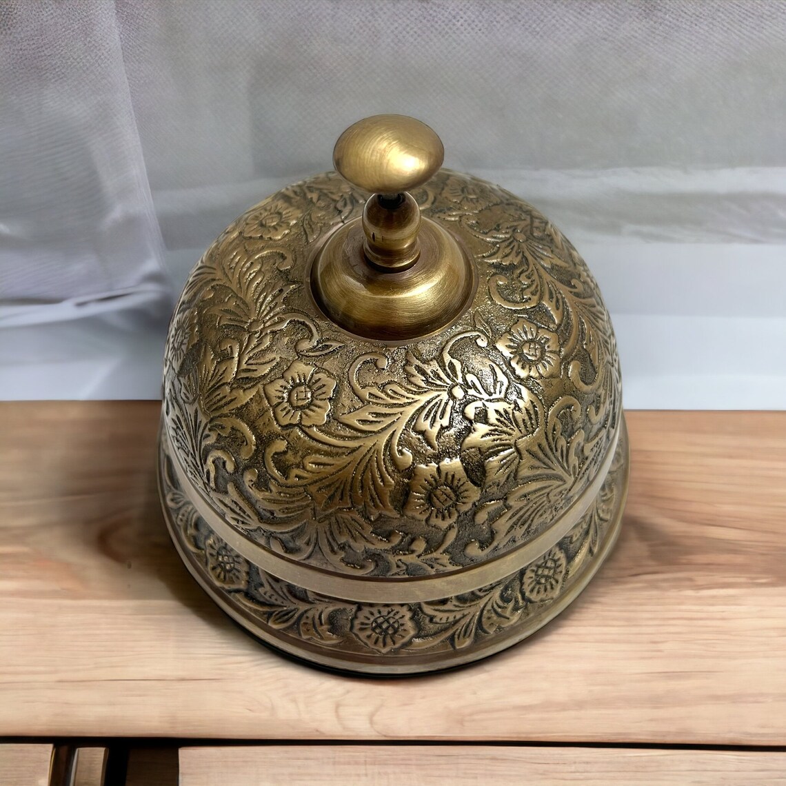 Nautical Brass Desk Bell, Ornate Calling Bell, Heavy Bell, Round Bell ...