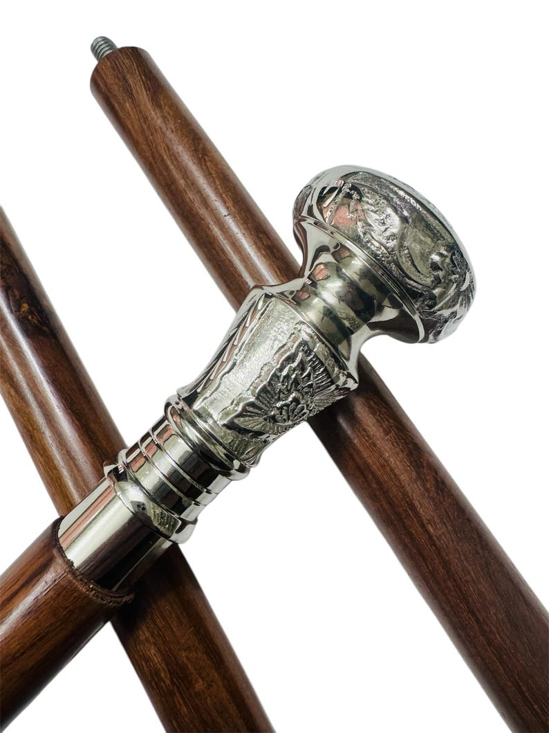 Nautical Style Wooden Walking Cane With Silver Handle – Handcrafted ...