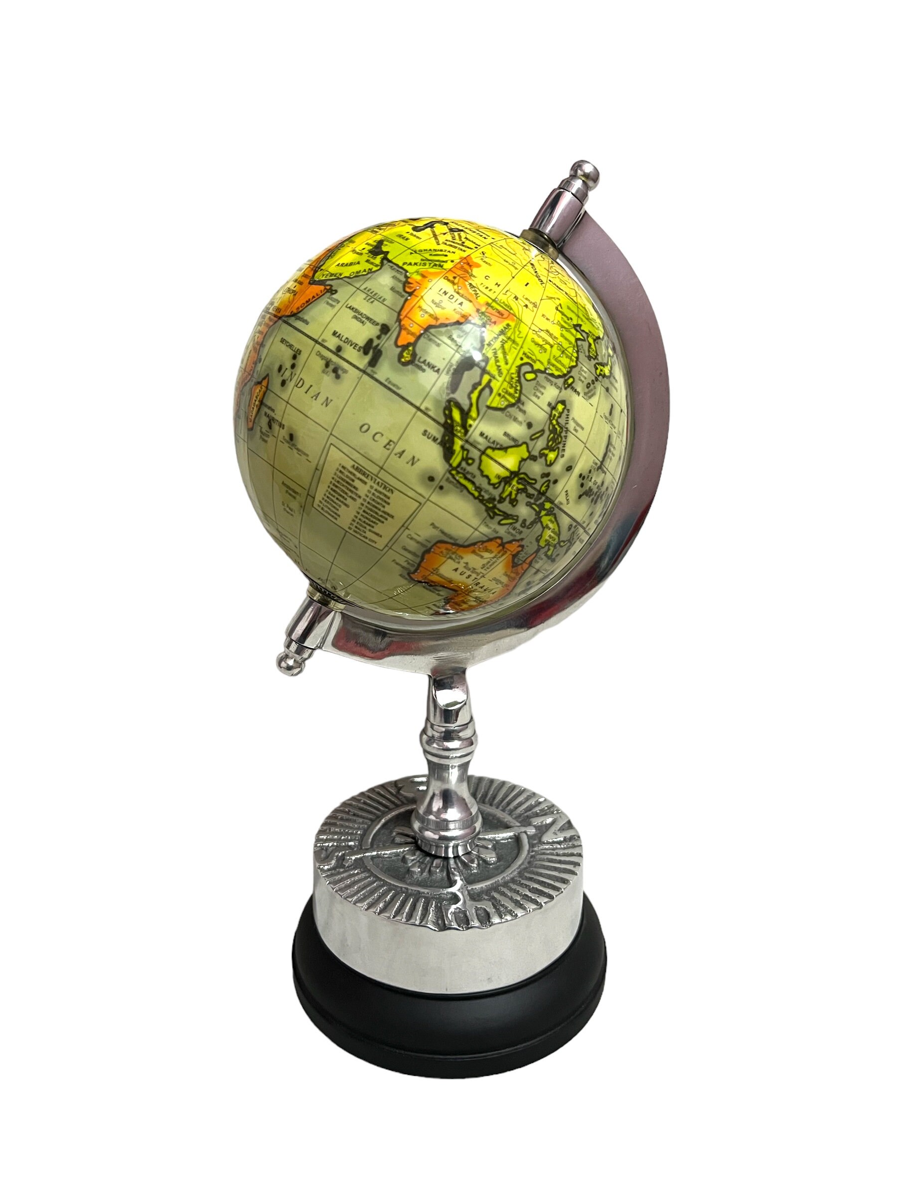 Aluminium World Map Globe, Tabletop Globe, Unique Globe, With Base ...
