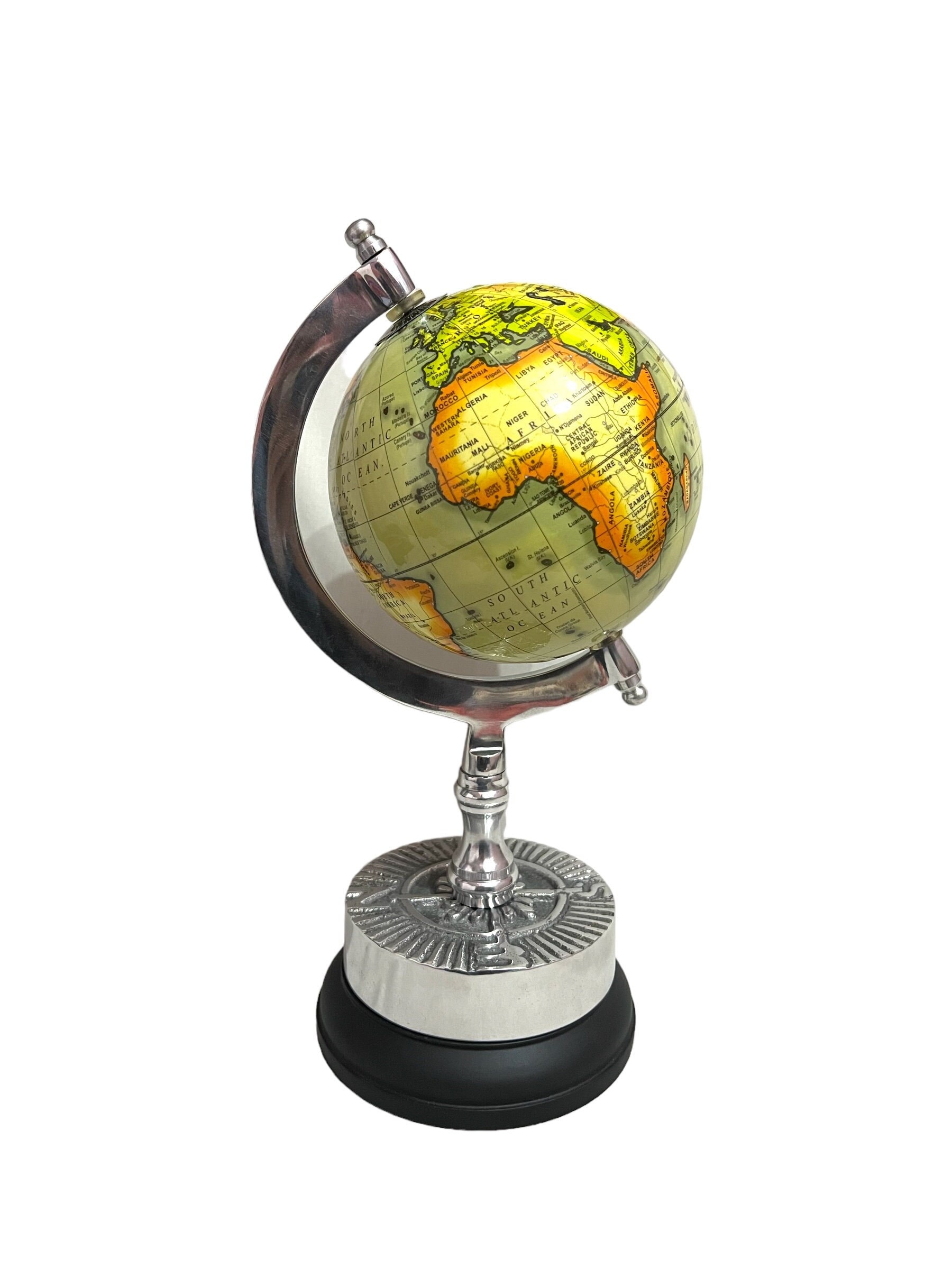 Aluminium World Map Globe, Tabletop Globe, Unique Globe, With Base ...