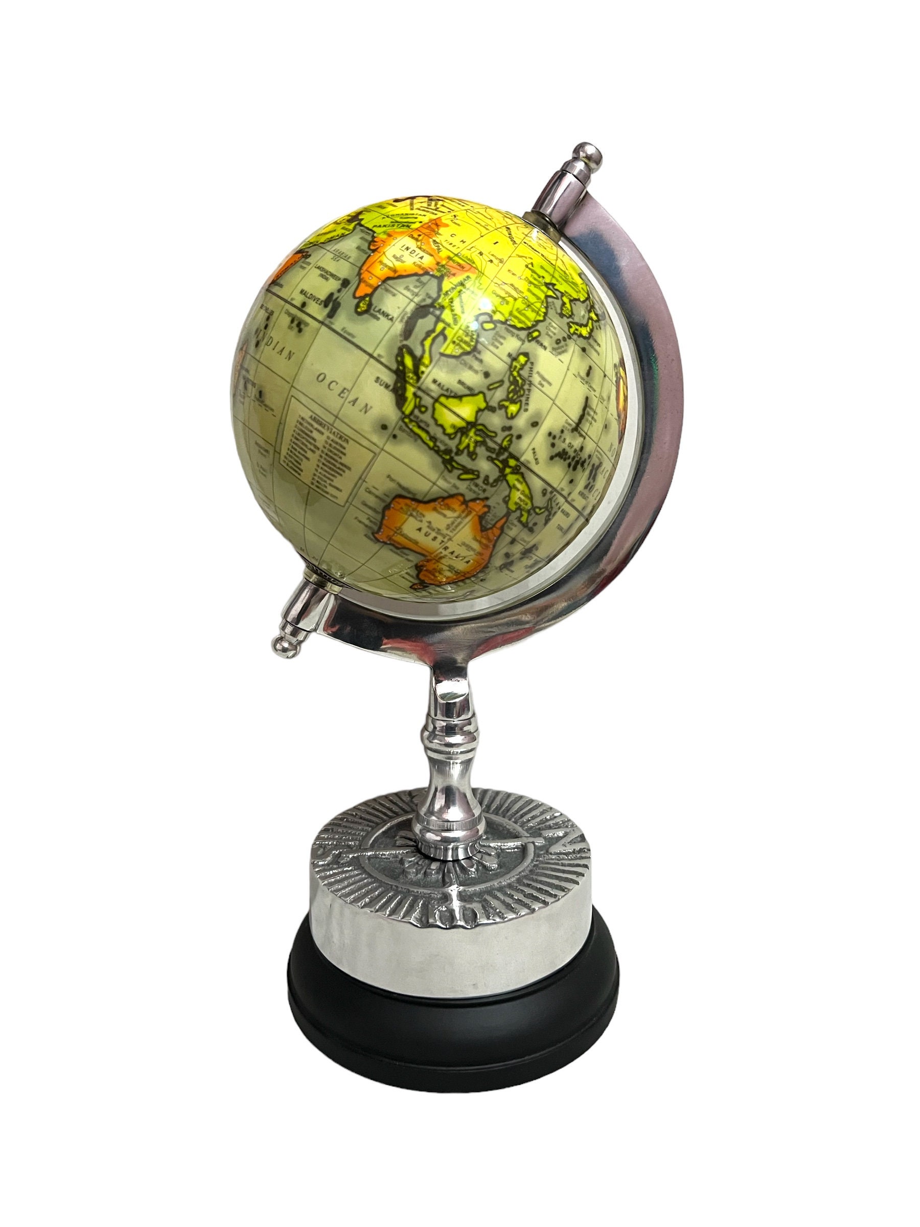 Aluminium World Map Globe, Tabletop Globe, Unique Globe, With Base ...
