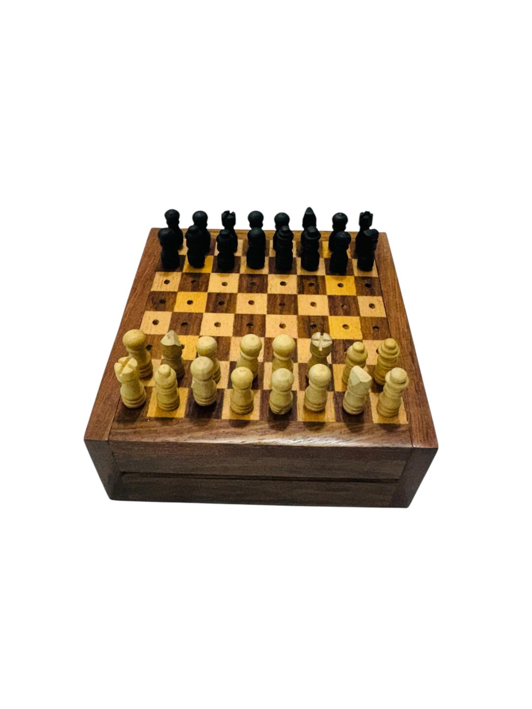 Wooden Mini Chess, Square Chess Set, Travel Chess, Pocket Chess ...