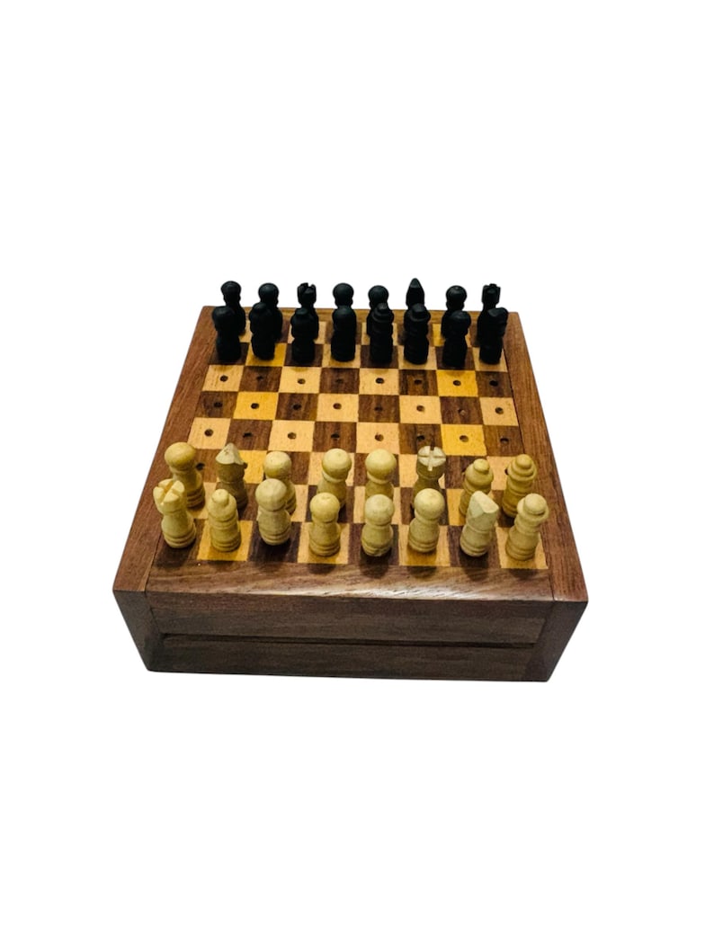 Wooden Mini Chess, Square Chess Set, Travel Chess, Pocket Chess ...