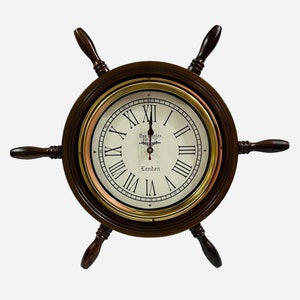 Nautical Wooden Ship Wheel Wall Clock - Maritime Home Decor (18'') - Etsy