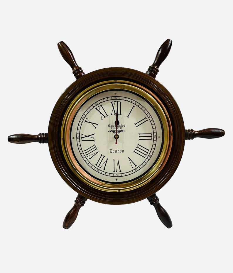 Nautical Wooden Ship Wheel Wall Clock - Maritime Home Decor (18'') - Etsy
