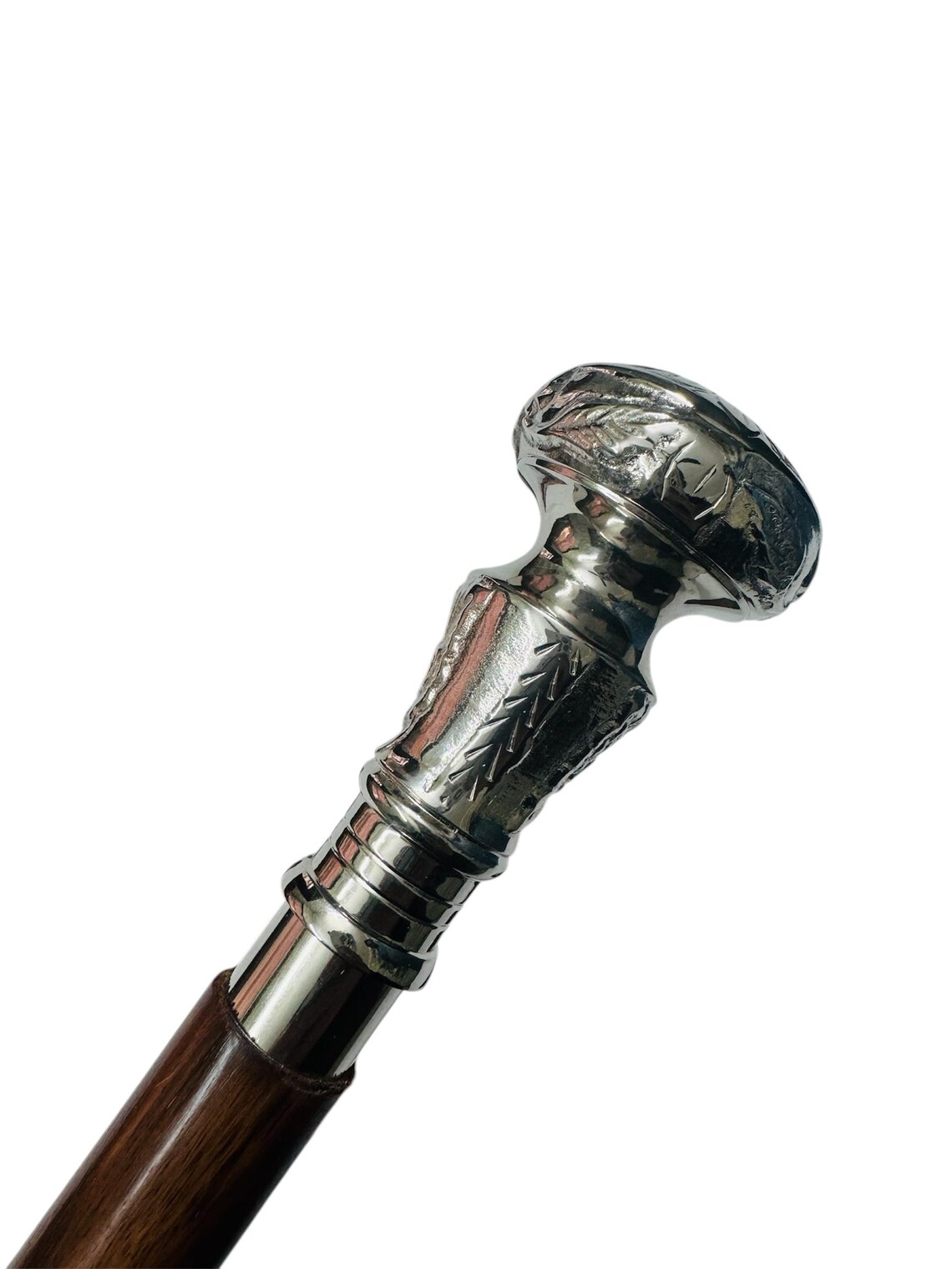 Nautical Style Wooden Walking Cane With Silver Handle – Handcrafted ...