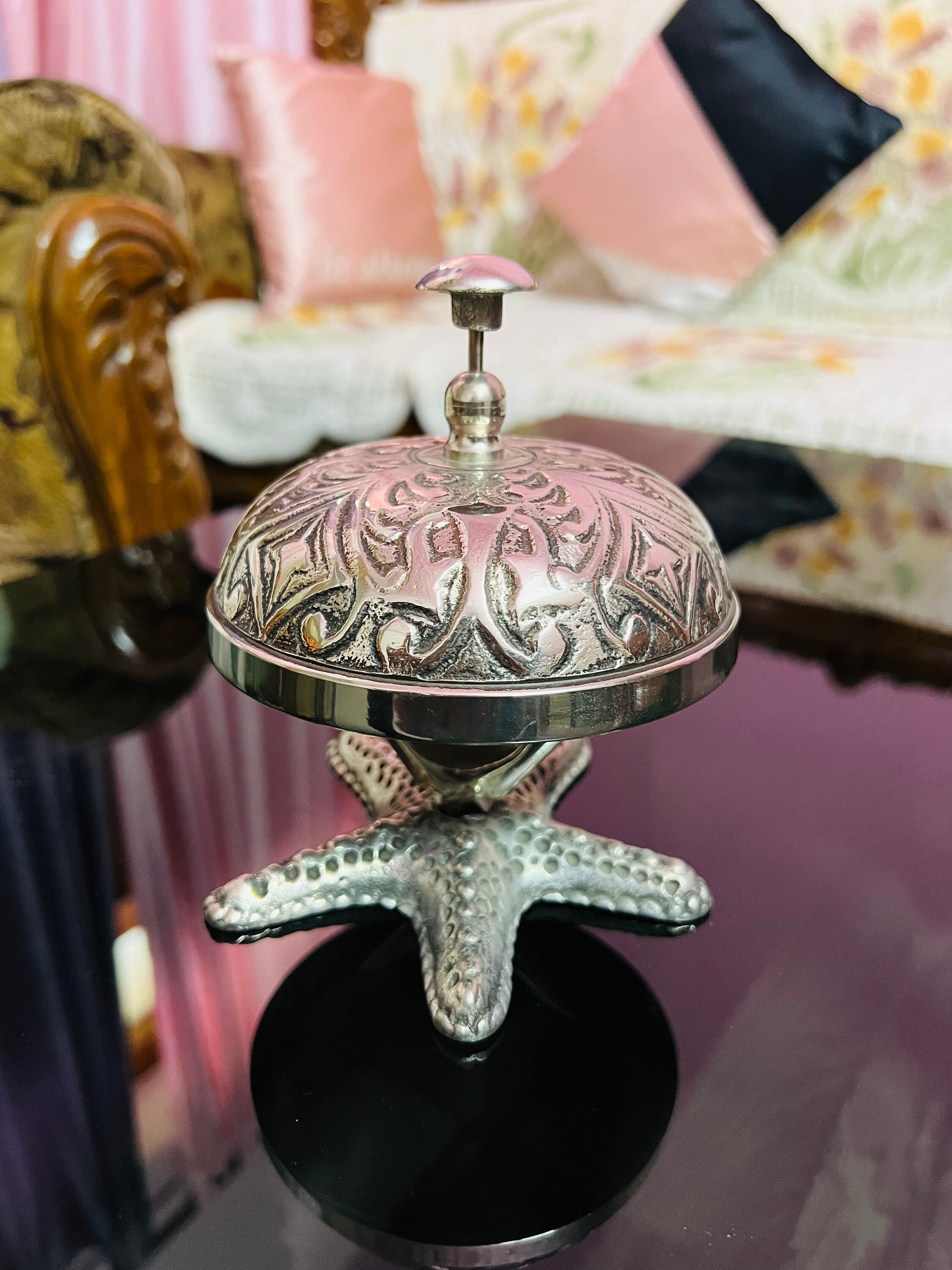 Star Desk Bell, Solid Aluminium Desk Bell, Calling Bell, Ornate Bell ...