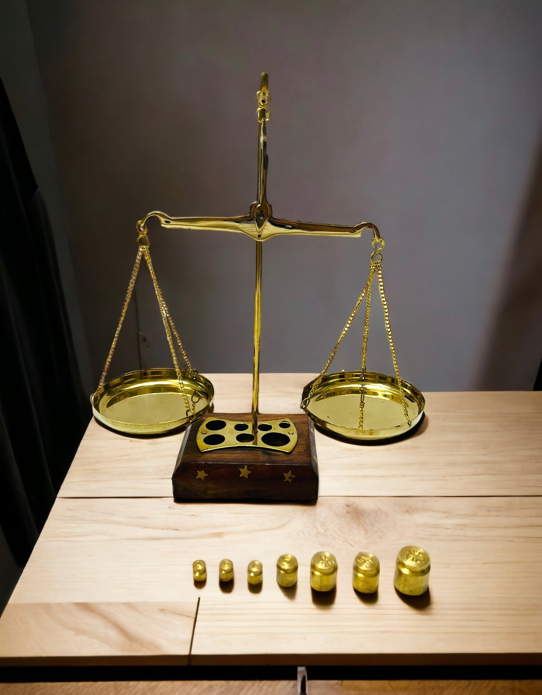 Brass & Wood Weighing Balance Scale: Collectible Nautical Decor - Etsy