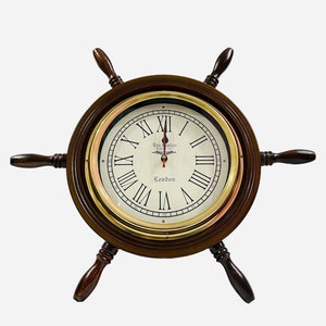Nautical Wooden Ship Wheel Wall Clock - Maritime Home Decor (18'') - Etsy