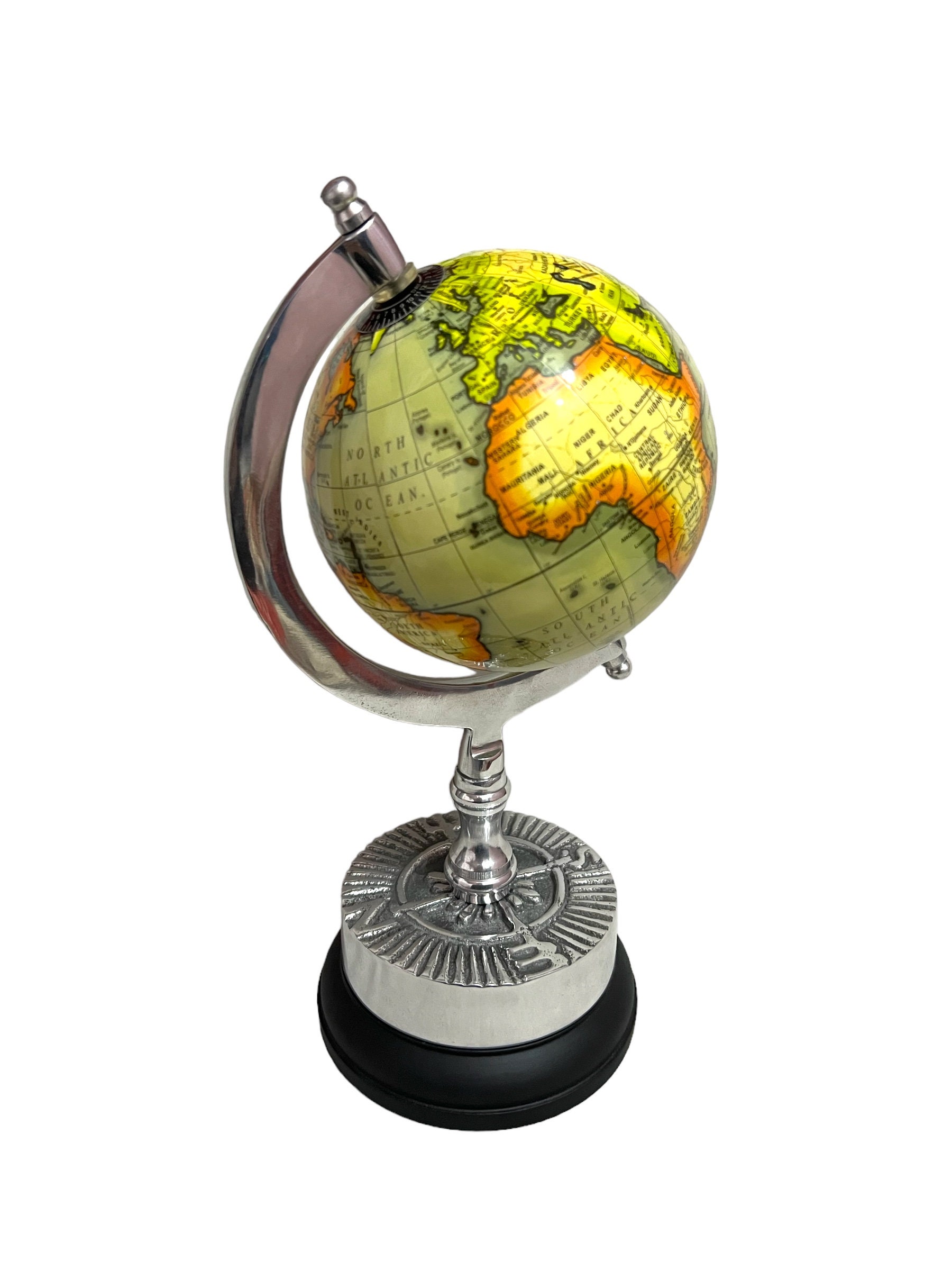 Aluminium World Map Globe, Tabletop Globe, Unique Globe, With Base ...