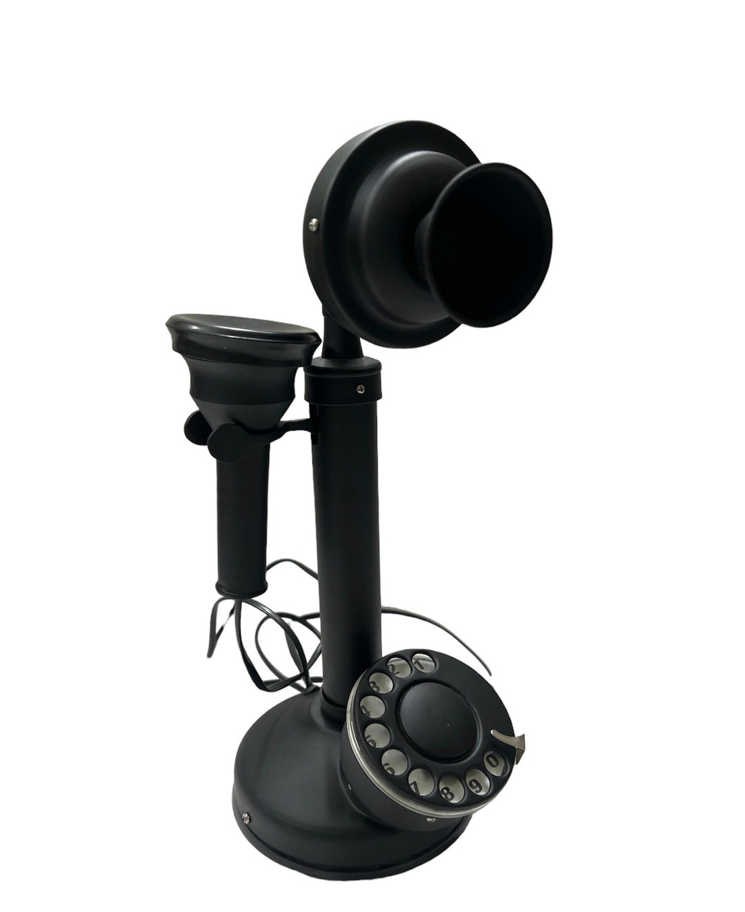 Black Brass Rotary Dial Telephone: Retro Candle Stick Phone, Tabletop ...