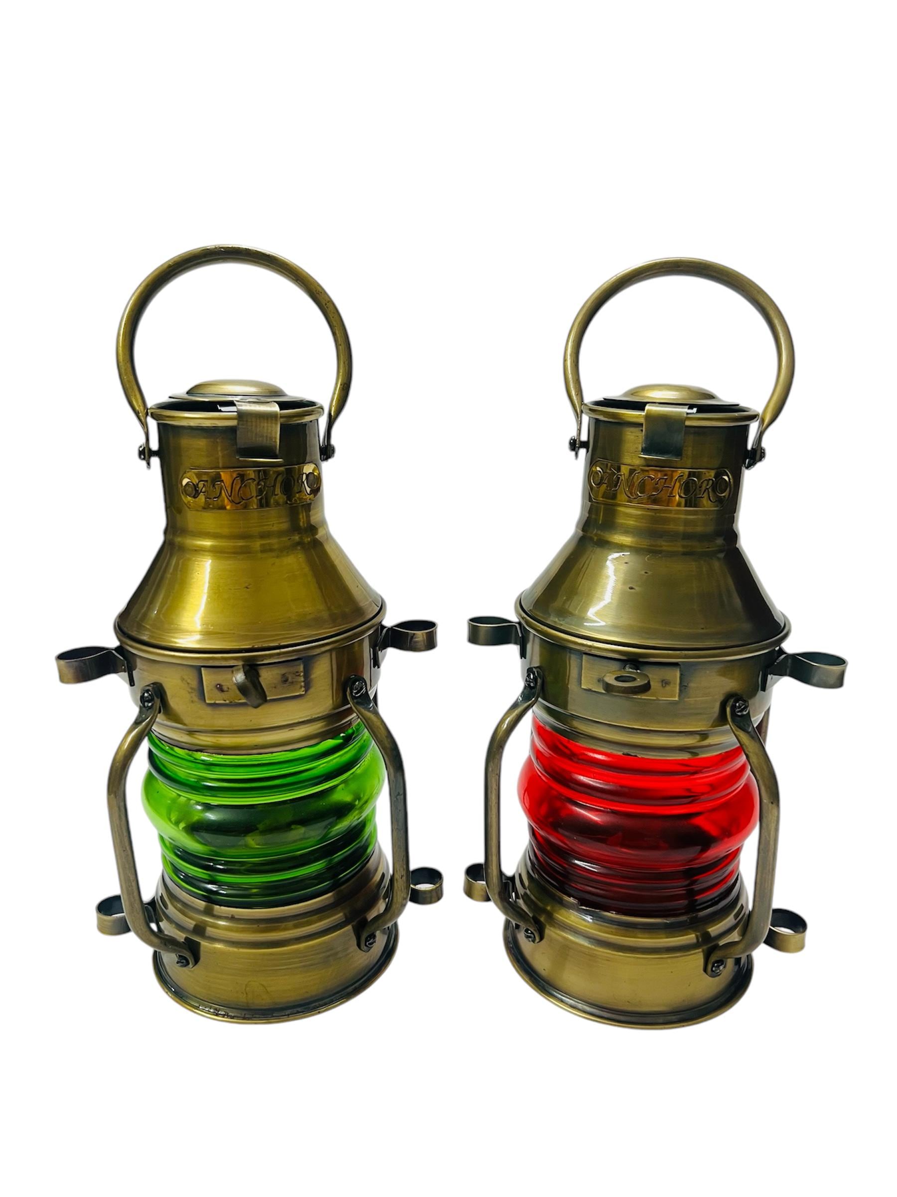 Nautical Oil Lamp, Anchor Maritime Lantern, Boat Oil Lamp, Red & Green ...