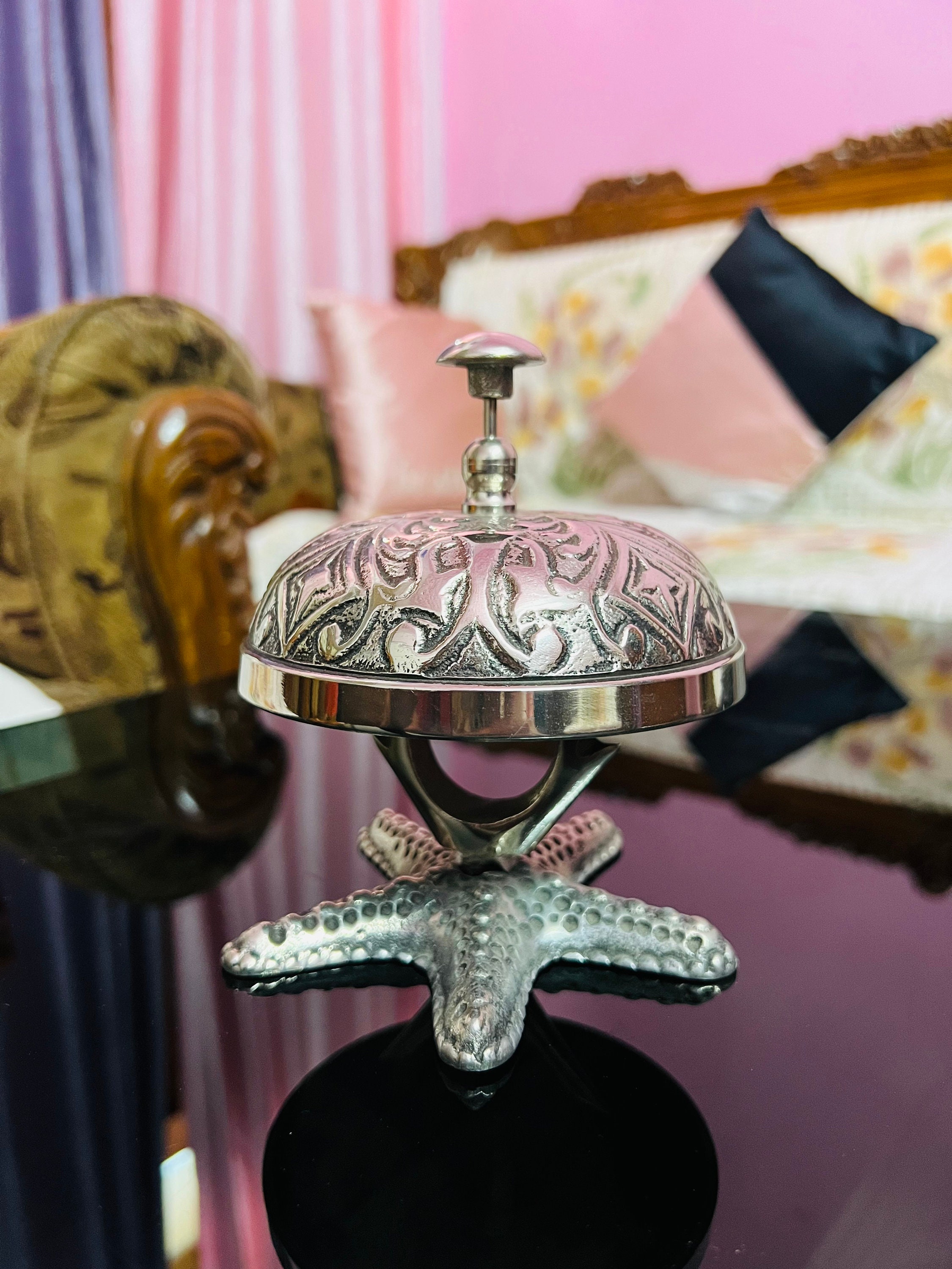 Star Desk Bell, Solid Aluminium Desk Bell, Calling Bell, Ornate Bell ...