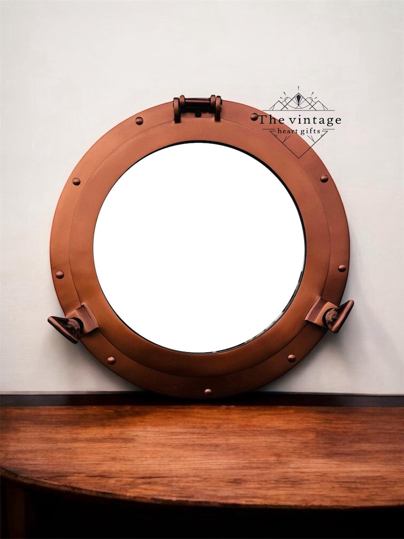 Nautical Copper Porthole Mirror | Coastal Home Wall Decor | Steampunk ...