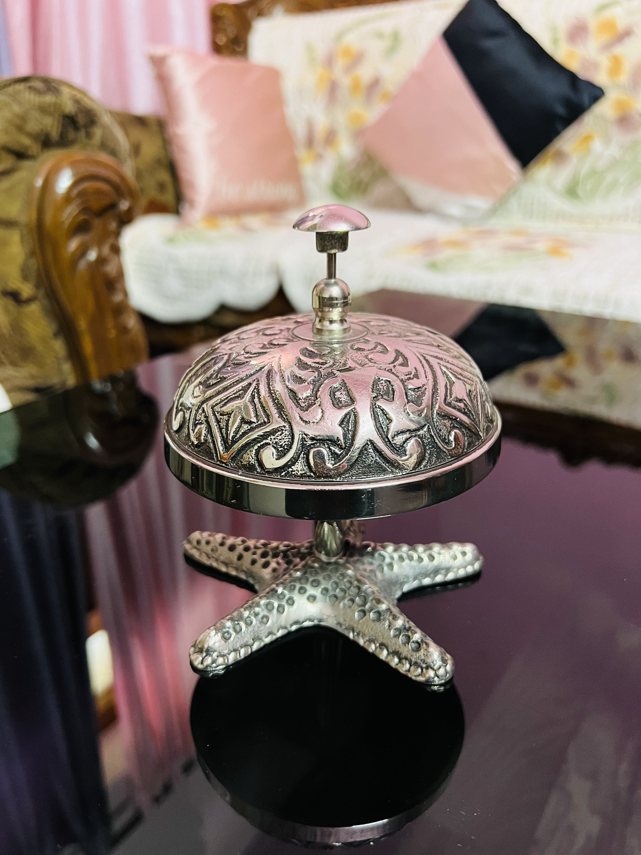 Star Desk Bell, Solid Aluminium Desk Bell, Calling Bell, Ornate Bell ...