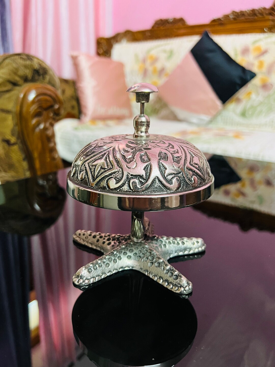 Star Desk Bell, Solid Aluminium Desk Bell, Calling Bell, Ornate Bell ...