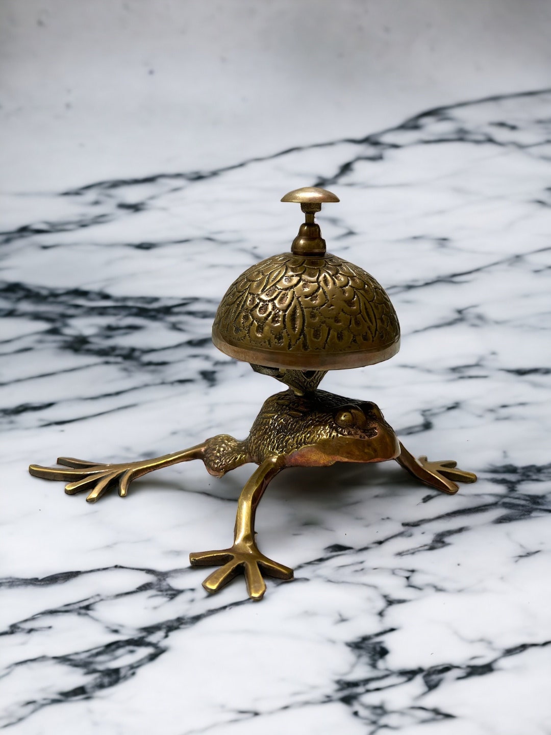 Brass Frog Call Bell | Retro Reception Bell | Unique Animal Figurine ...
