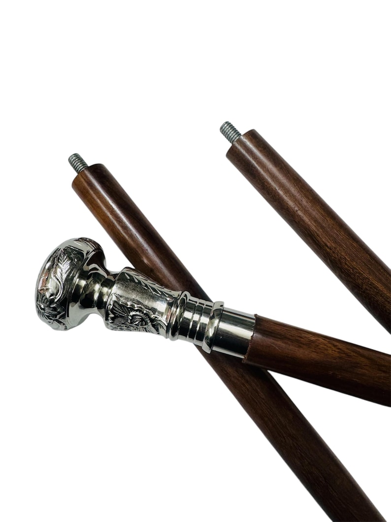 Nautical Style Wooden Walking Cane With Silver Handle – Handcrafted ...