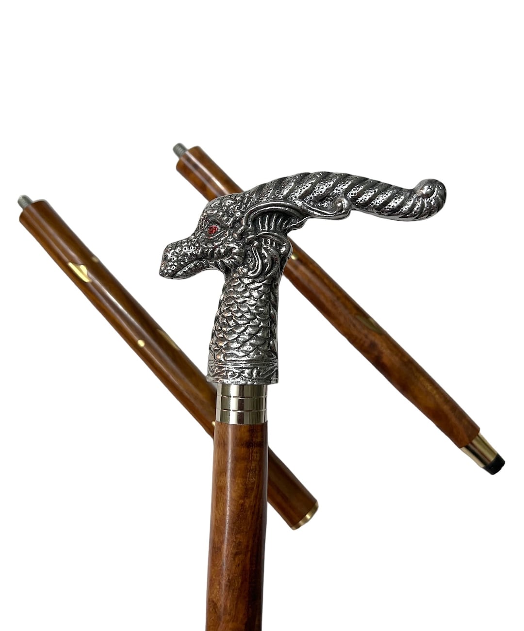 Dragon Head Walking Cane, Nickle Head Walking Stick, Wooden Walking ...