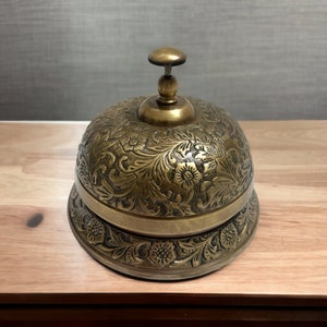 Nautical Brass Desk Bell, Ornate Calling Bell, Heavy Bell, Round Bell ...