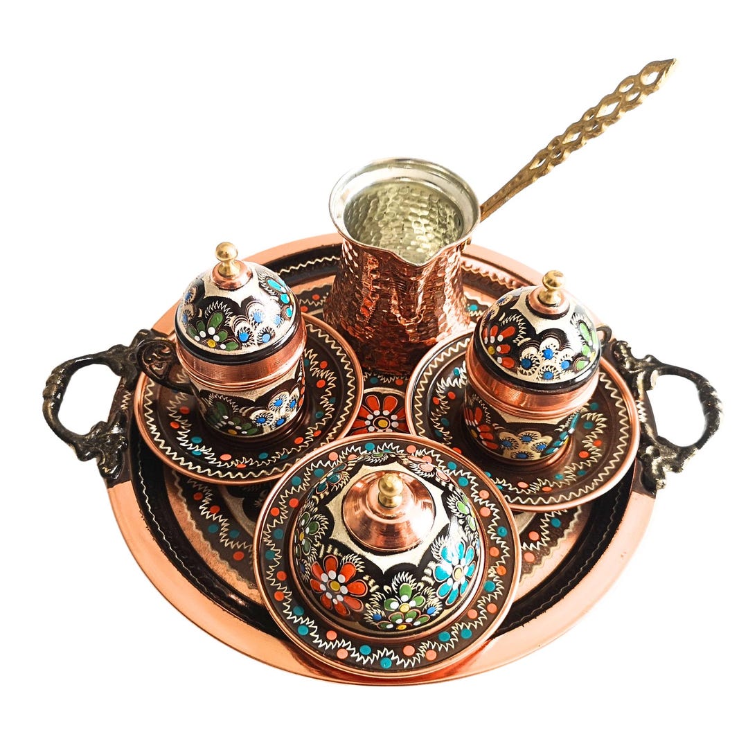 Copper Turkish Coffee Set for 2 People Espresso Cup Set - Etsy