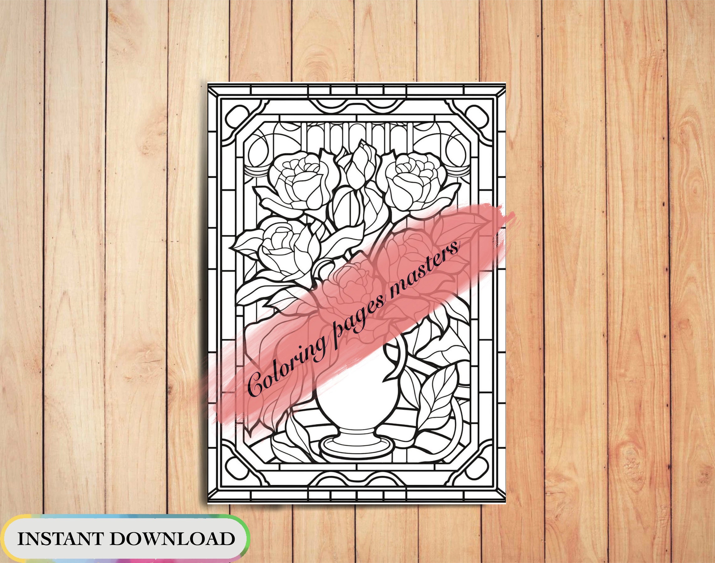 Stained Glass Coloring Page Book for Adults and Kids-instant - Etsy