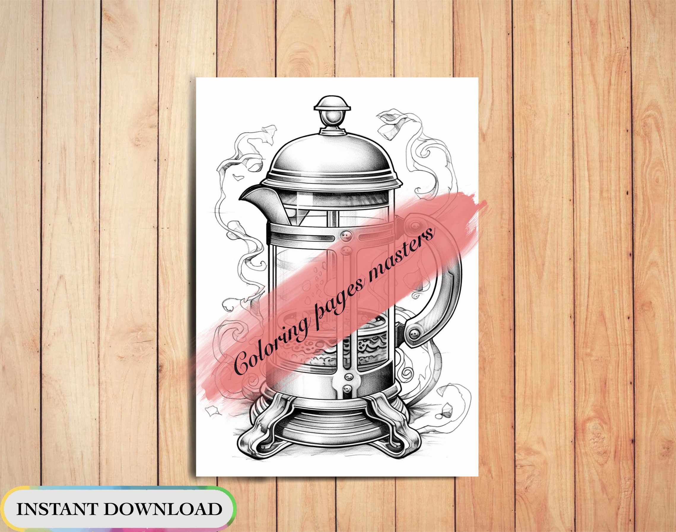 Coffee Lovers Coloring Page Book for Adults and Kids-instant Download ...