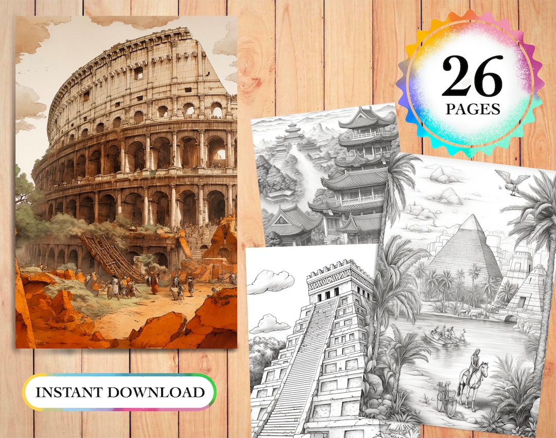Ancient Civilization Coloring Page Book for Adults and - Etsy