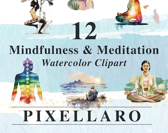 Self Care Collection Clipart, Hand Painted Yoga and Mindfulness ...