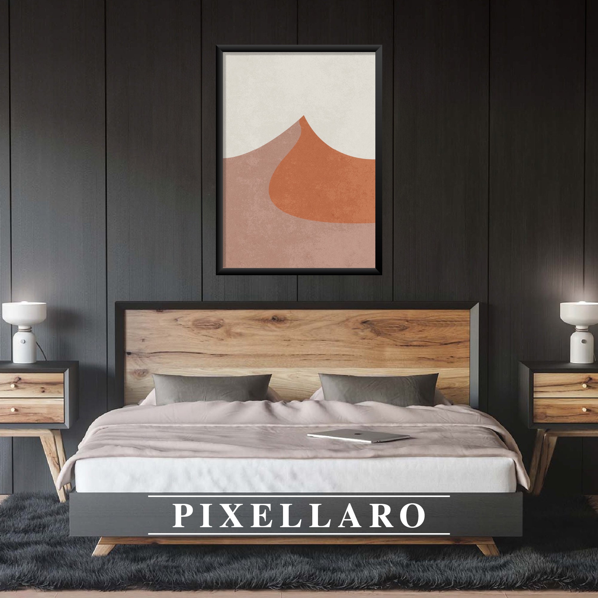 Japandi Terracotta Mountain Wall Art Japandi & Wabi Sabi - Etsy