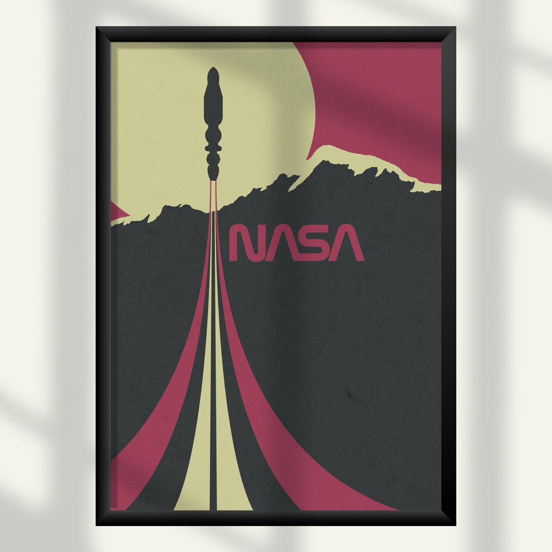 NASA Inspired Rocket Vintage Printable Art | NASA Wall Art, Space Wall ...