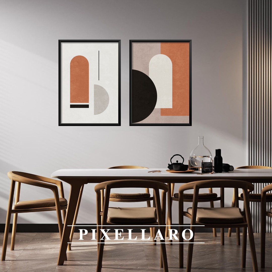 Boho Terracotta Shapes Bundle Wall Art Japandi & Wabi Sabi - Etsy