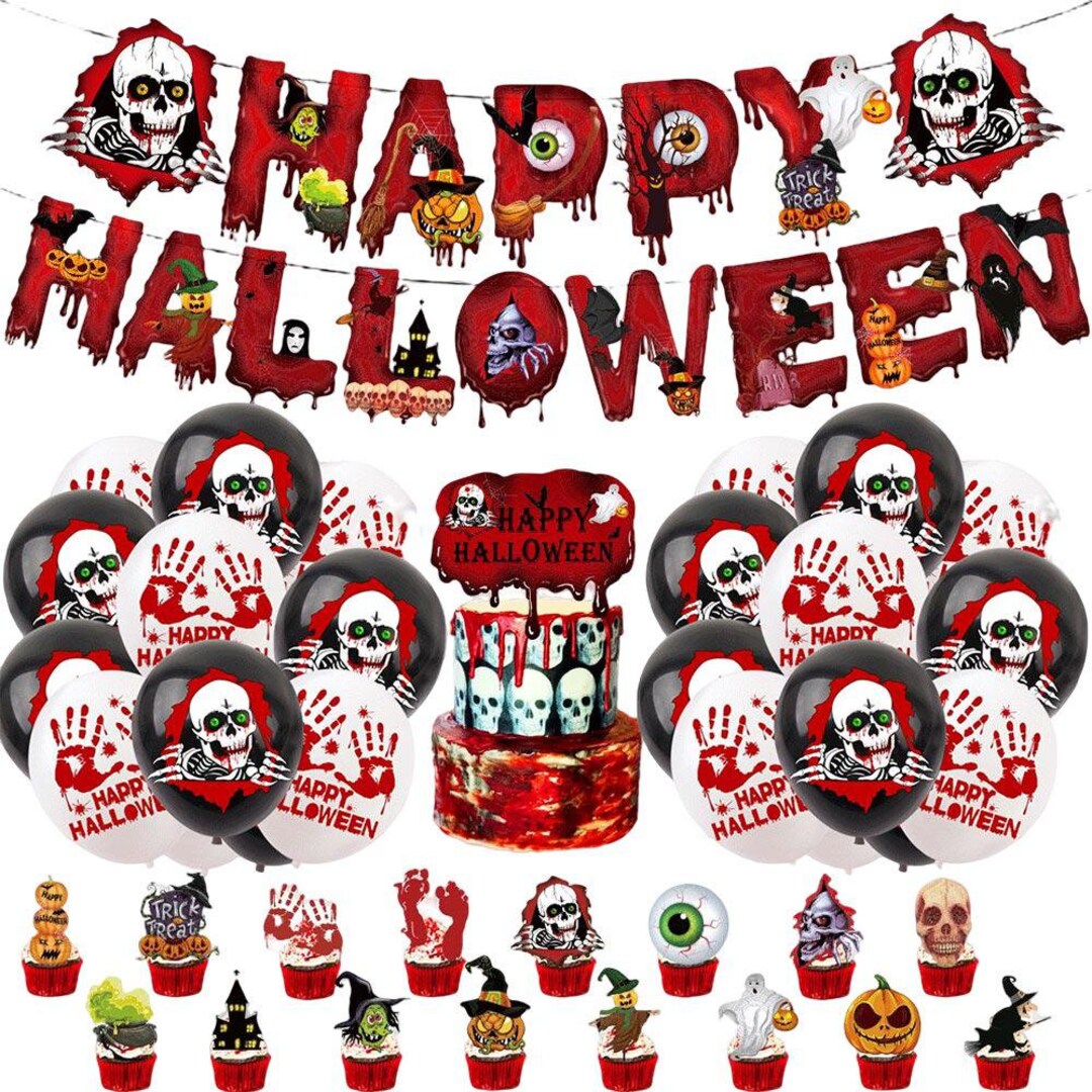 Halloween Skeleton Bloody Balloons Set Party Decor Balloon - Etsy