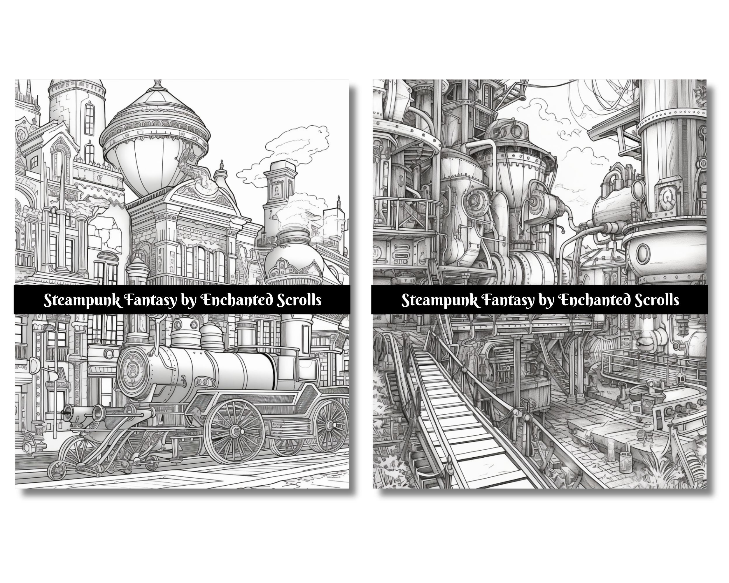 Steampunk Coloring Pages: Adult Coloring Book by Enchantedscrolls 45 ...