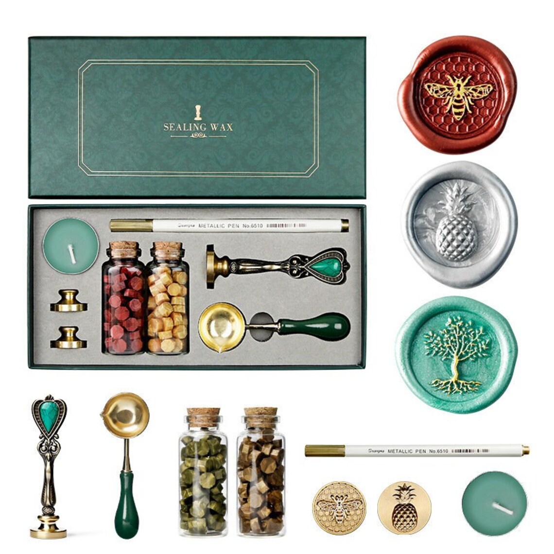 Green Gift Box, Wax Seal Stamp Gift Box, Wax Seal Stamp Box Set - Etsy