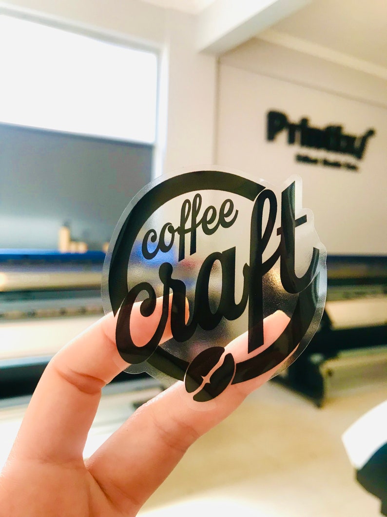 1.5" Custom Vinyl Coffee Labels | 1000pcs | Clear & White | Bulk ...